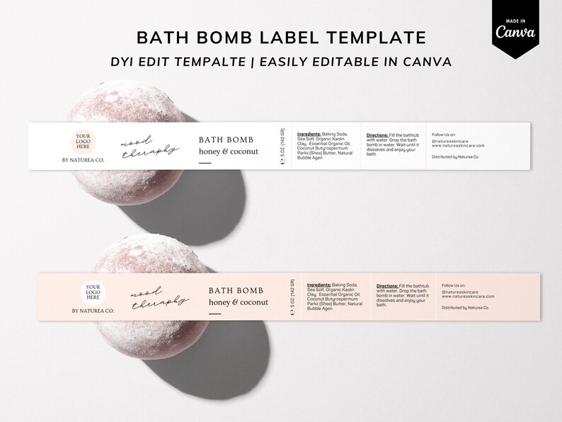 Editable Bath Bomb Label Template, Wrap Around Bath Bomb Label, Circle ...