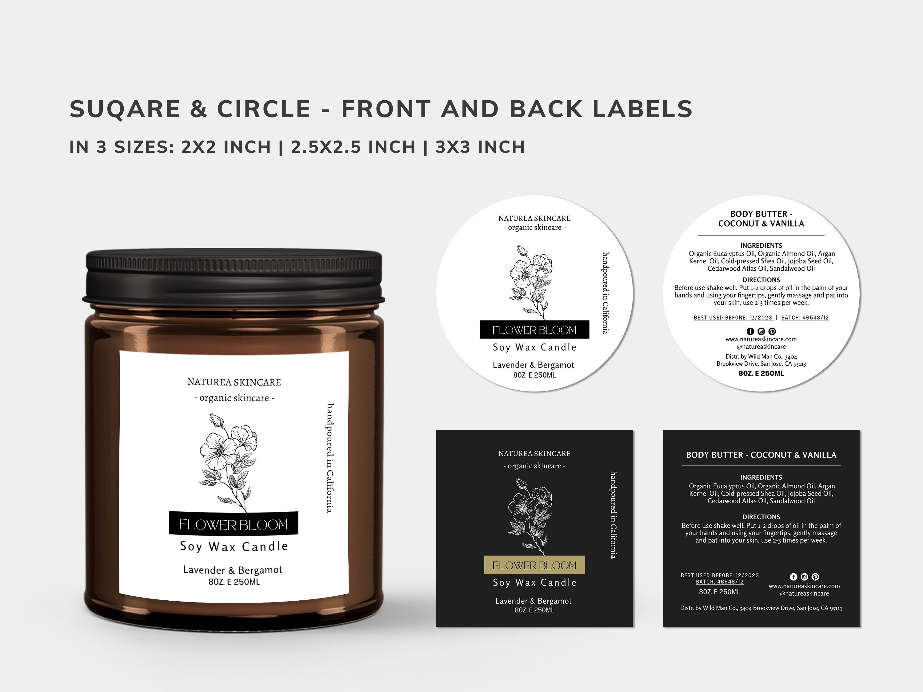 MINIMALISTIC Cosmetic Labels Template Set, Editable Product Labels ...