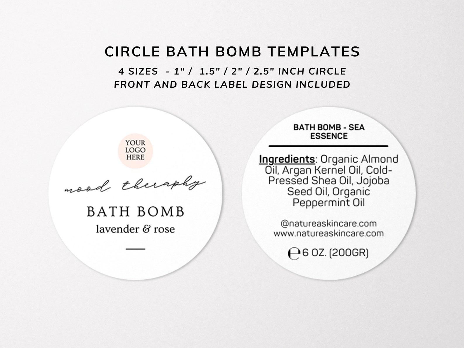 Editable Bath Bomb Label Template, Wrap Around Bath Bomb Label, Circle ...