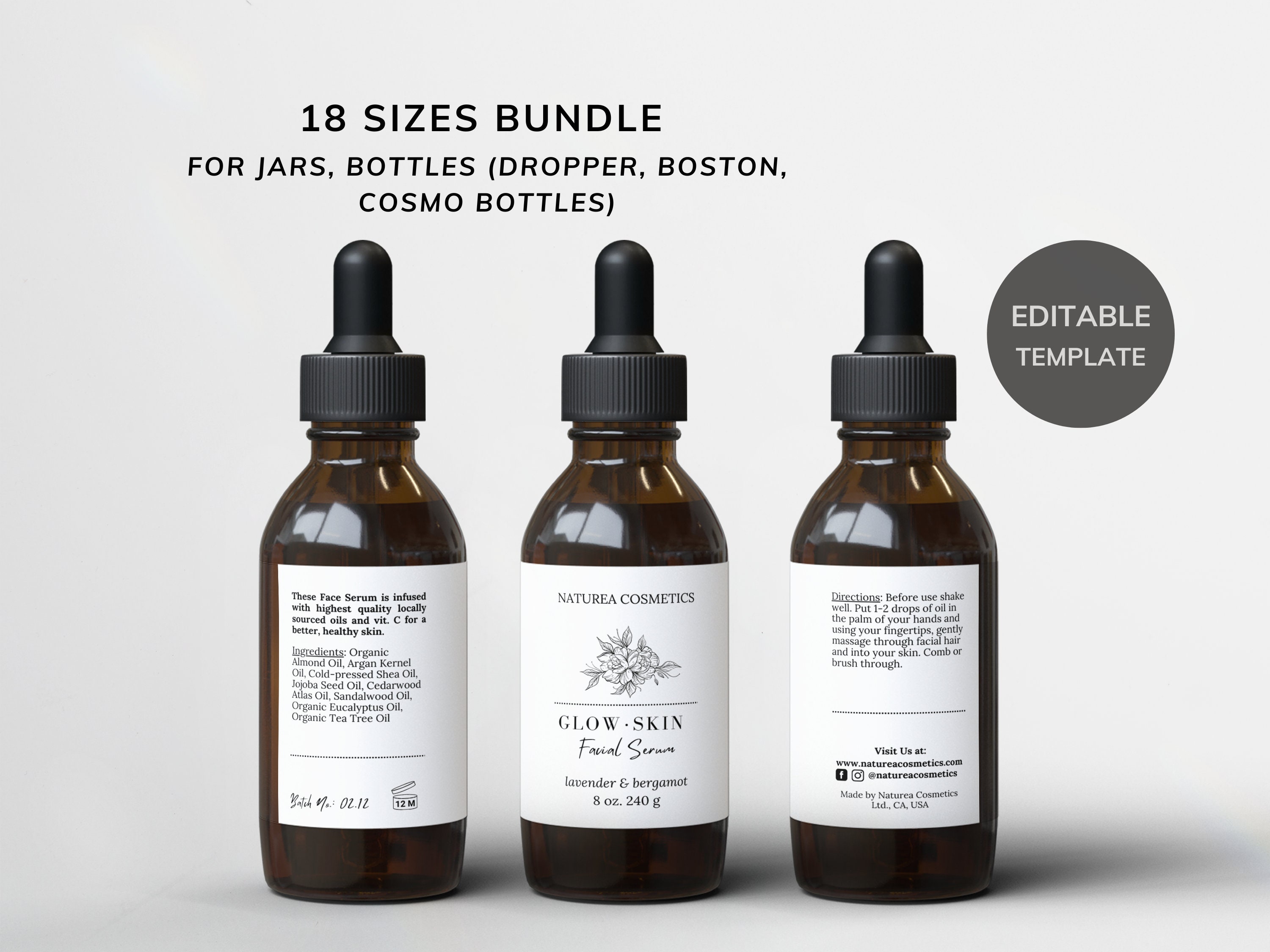 Editable Cosmetic Label Templates, Floral Product Label, Minimal Skin ...