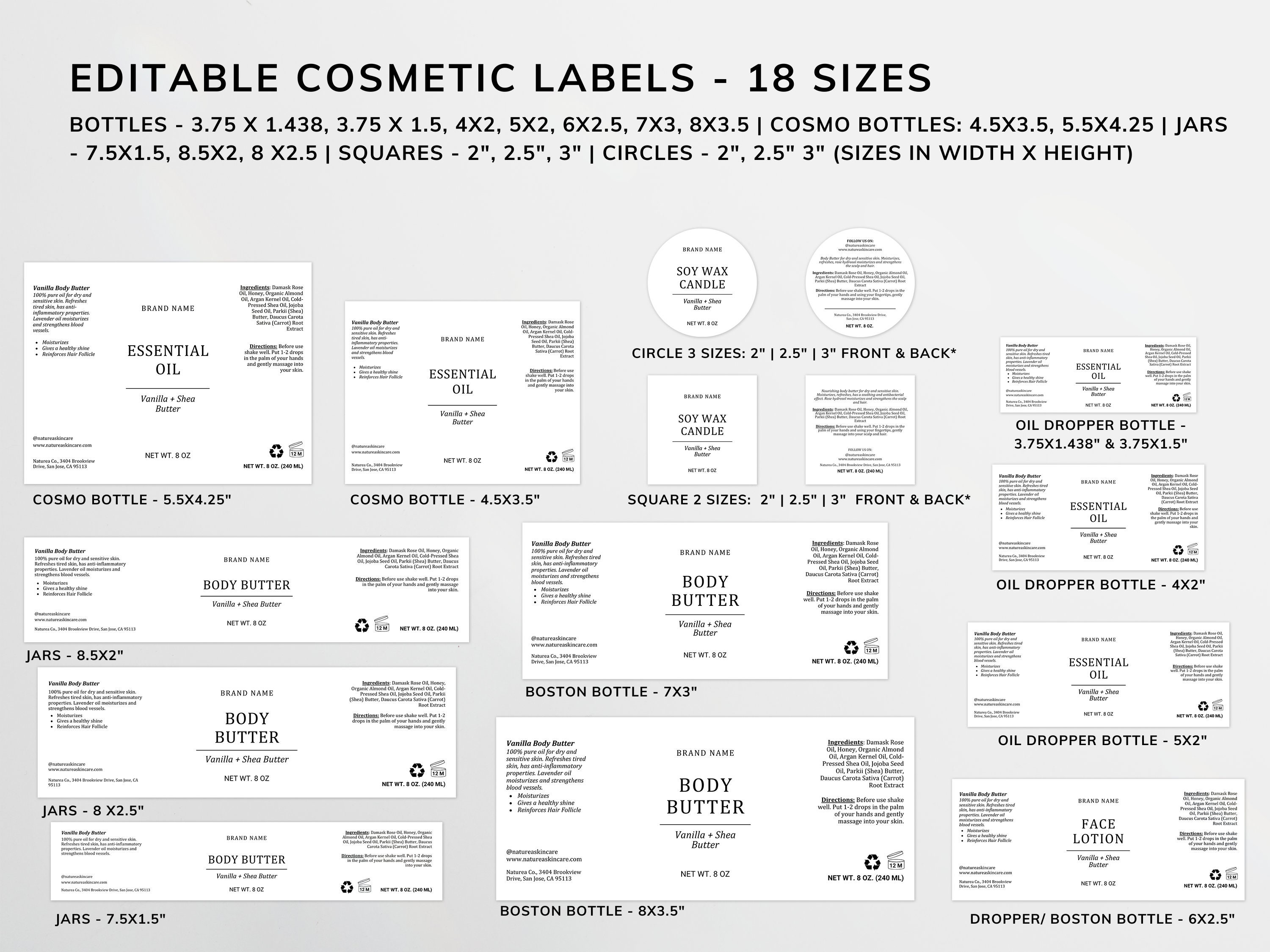 Editable Product Label Templates Minimalistic Comsetic Label - Etsy