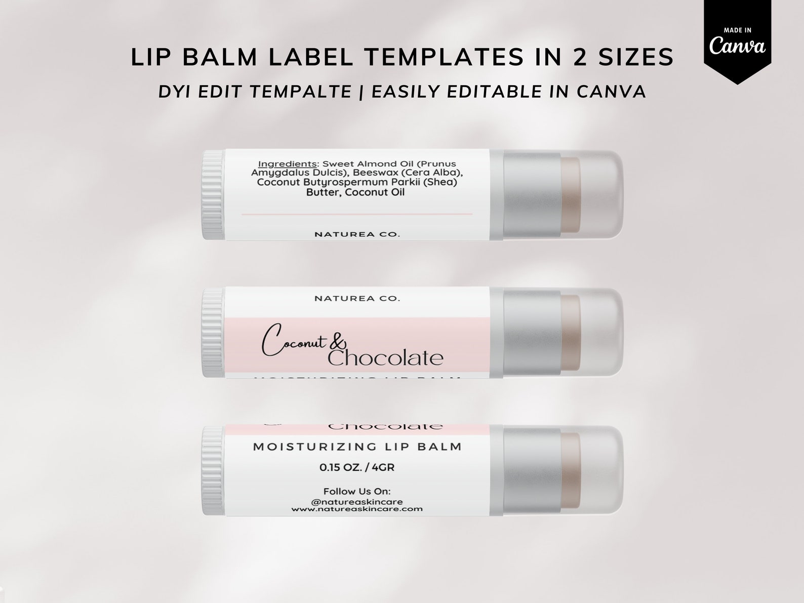 Lip Balm Label Template With Safety Seal, Minimal Chapstick Label ...