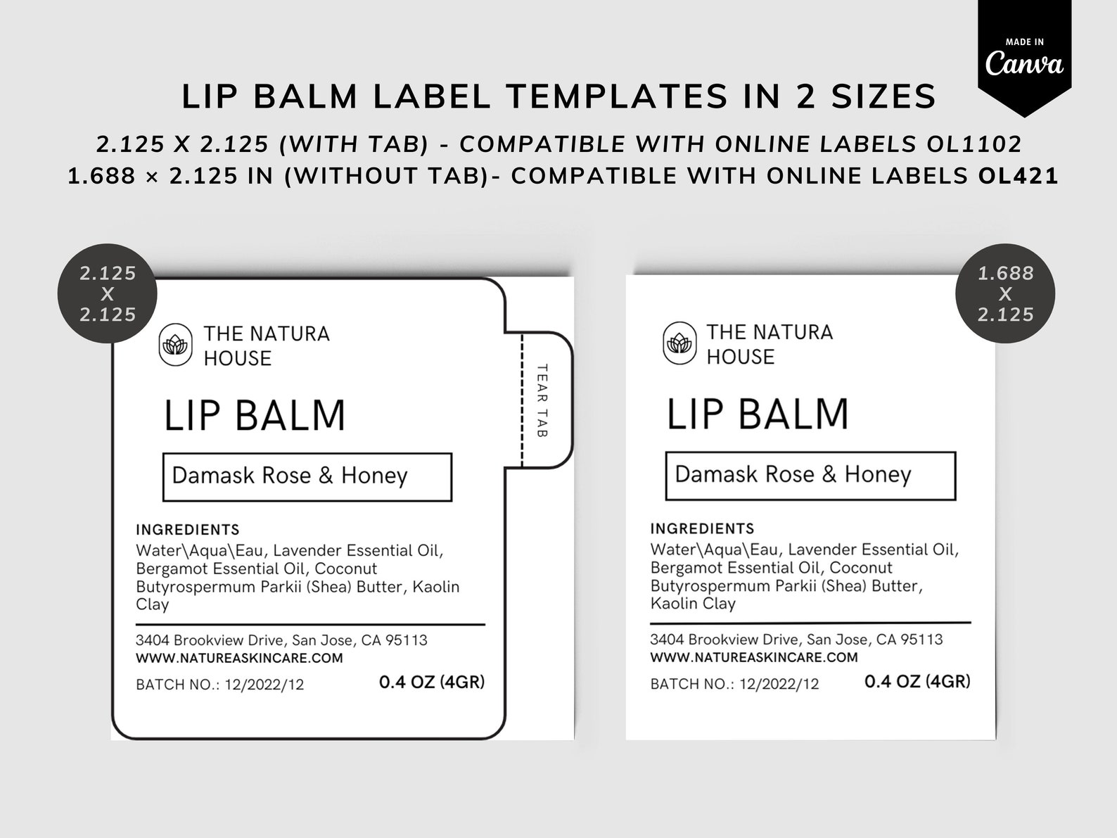 Lip Balm Label Template Canva - Chapstick Tube Label, Editable Lip Balm ...