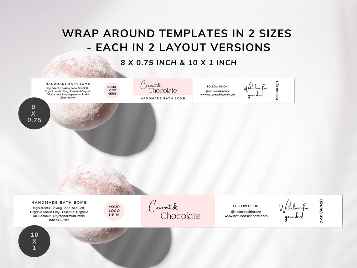 Editable Bath Bomb Label Template Canva, Belly Band Bath Bomb, Wrap ...