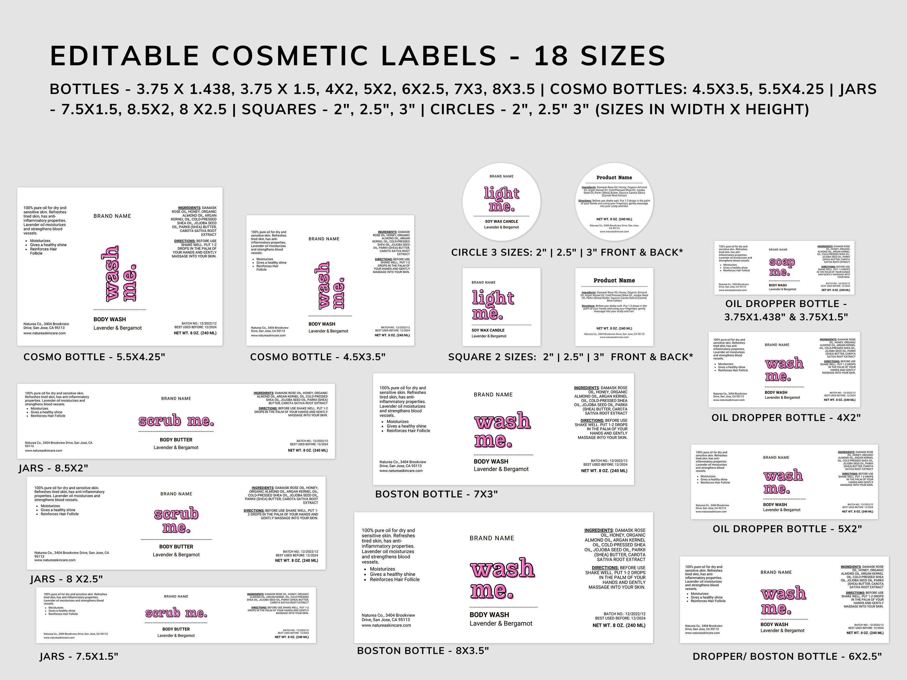 Editable Product Labels Template CANVA, Modern Cosmetic Label, Clean ...