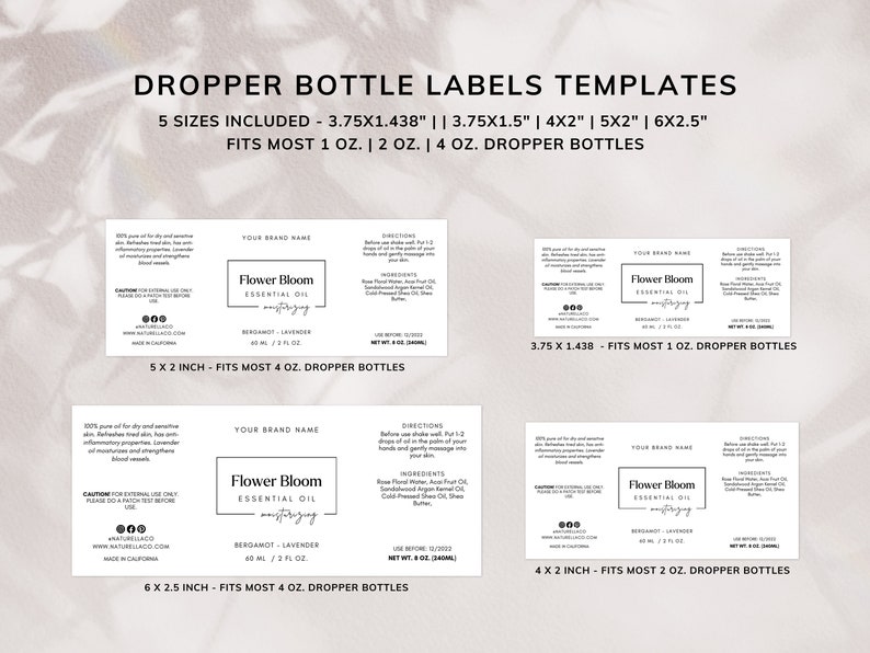 Dropper Bottle Label Template Canva, Tincture Label, Essential Oil ...