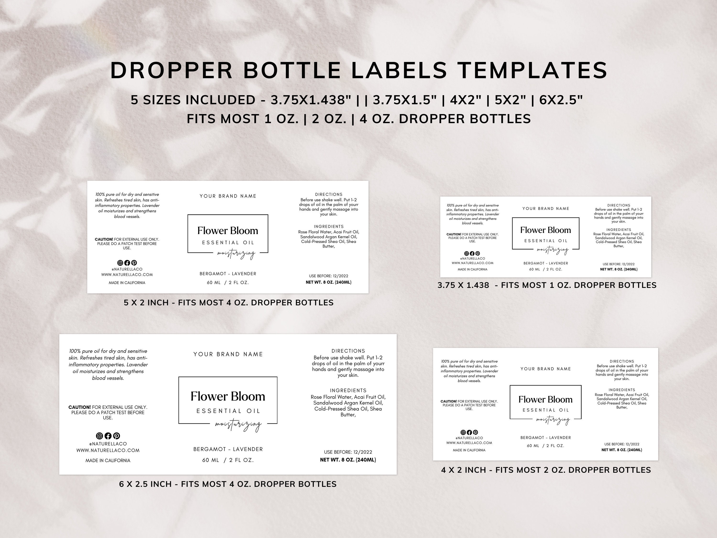 Dropper Bottle Label Template Canva, Tincture Label, Essential Oil ...