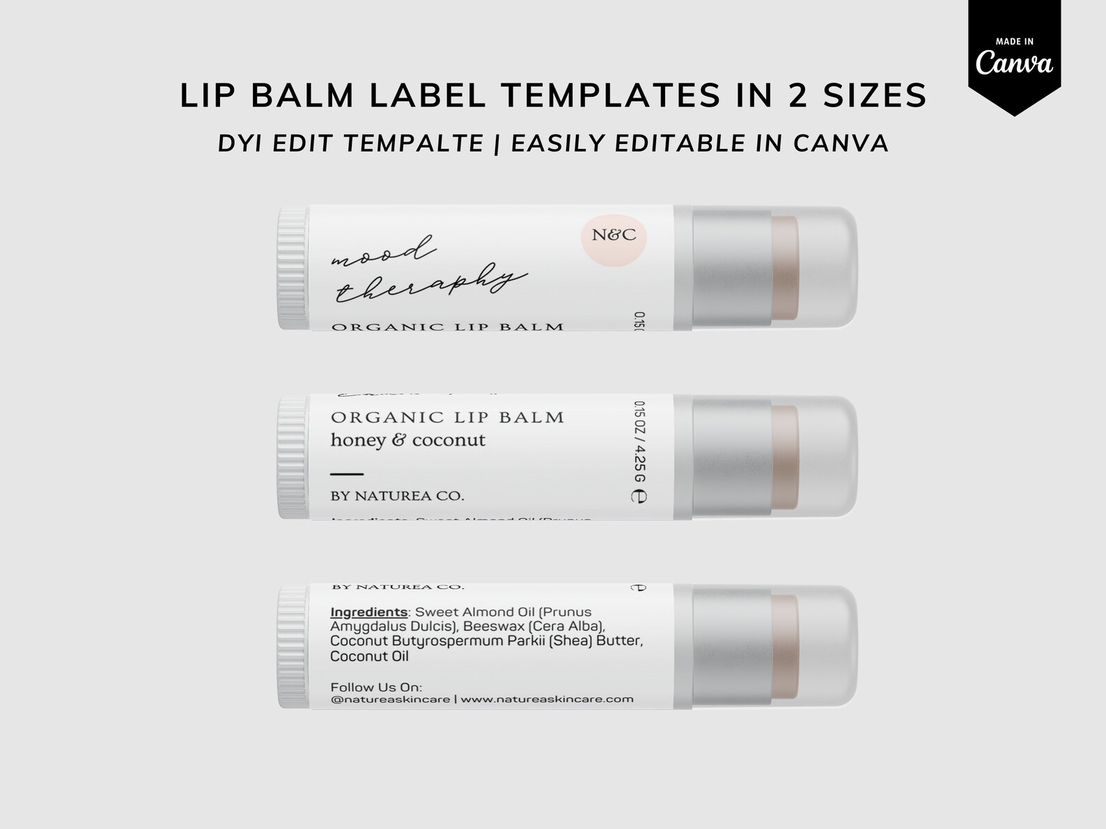 Lip Balm Label Template With Safety Seal, Minimal Chapstick Label, Lip ...
