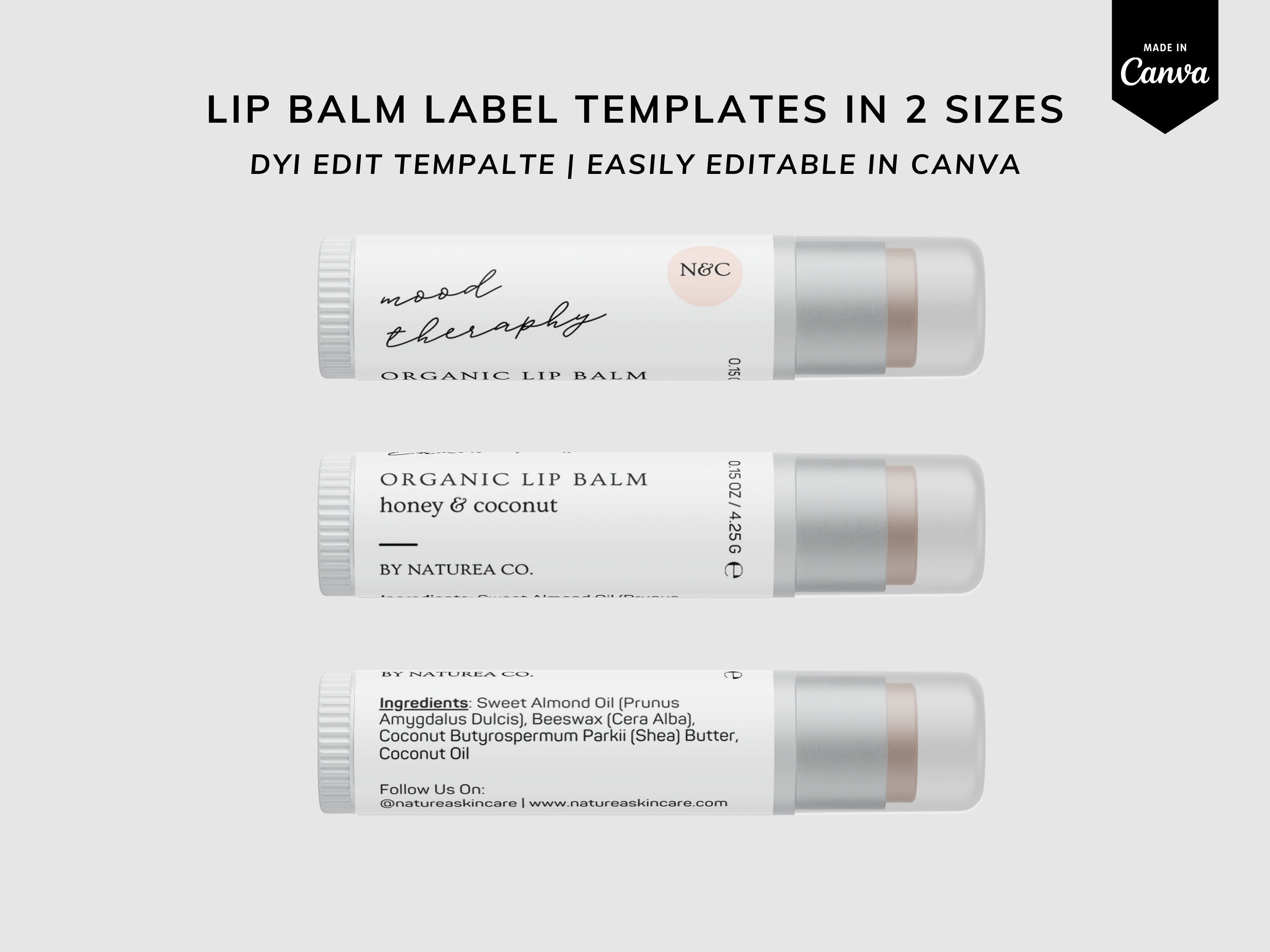 Lip Balm Label Template With Safety Seal, Minimal Chapstick Label, Lip ...