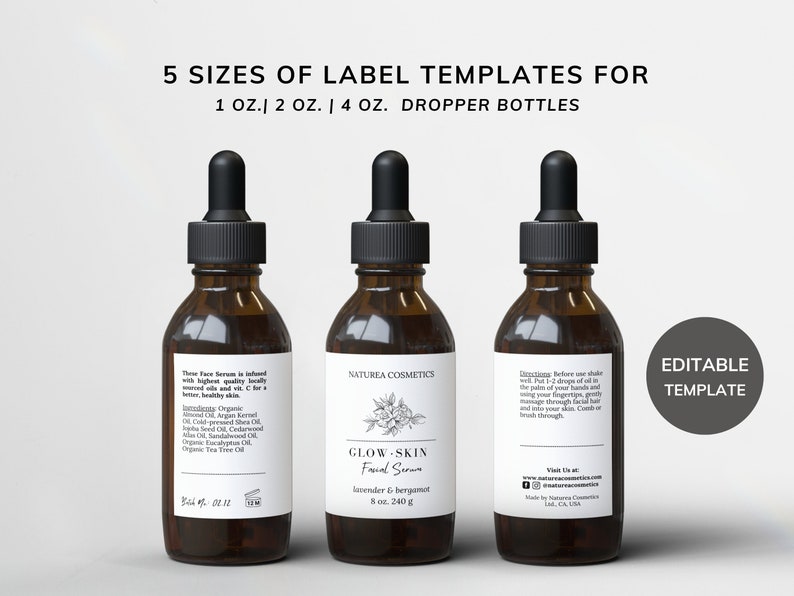 Dropper Bottle Label Template Canva Tincture Label Floral - Etsy
