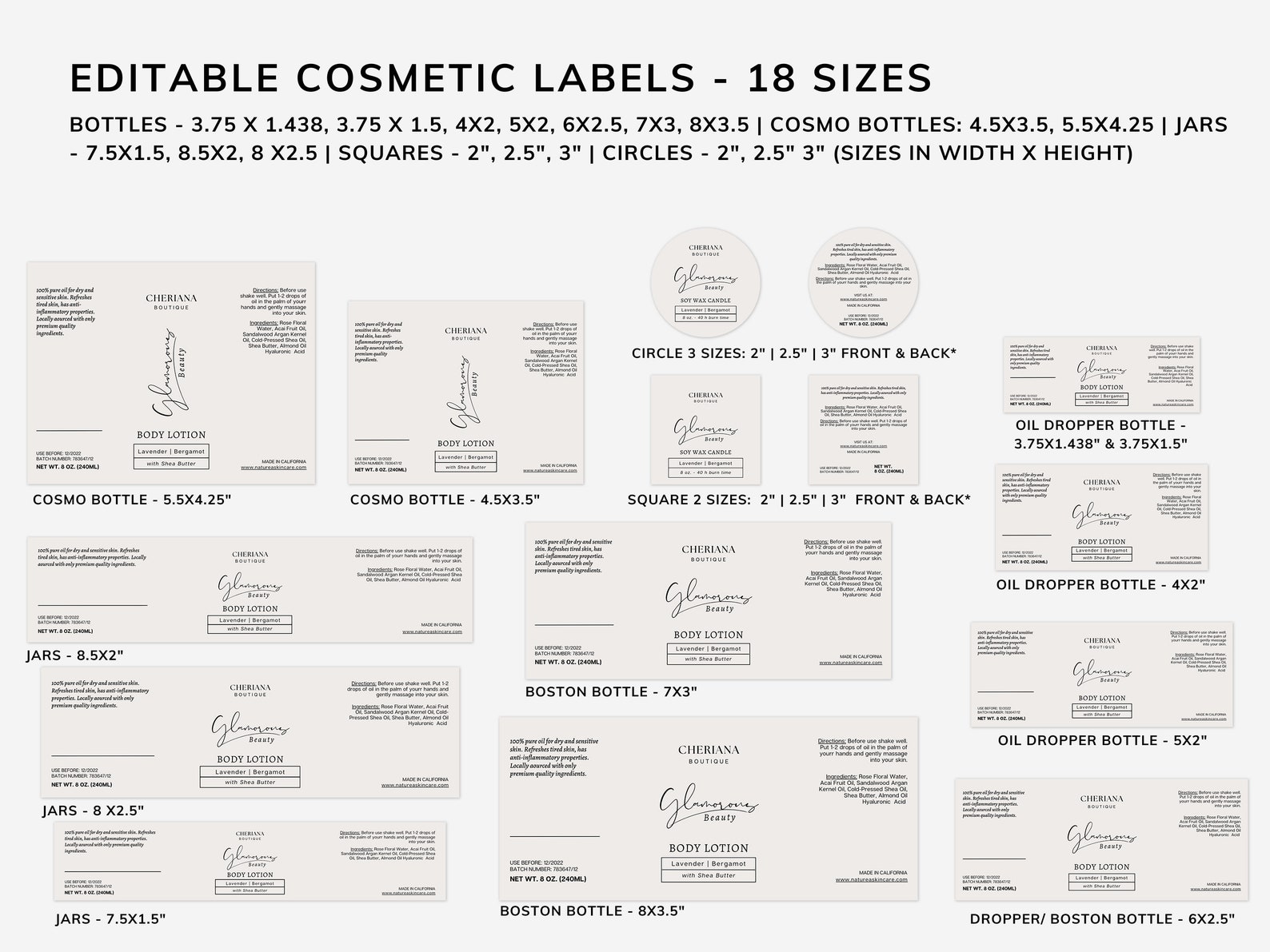 Editable Cosmetic Label Templates, Elegant Beauty Labels - Canva ...