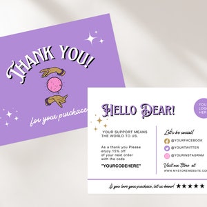 Mystical Thank You Card Template, Celestial Thank You Card, Ocultic TYC ...