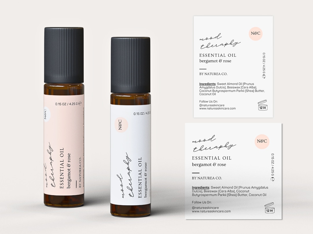 Roll-on Bottle Label Tempalte, Perfume Roller Bottle Label, 10ml Bottle ...