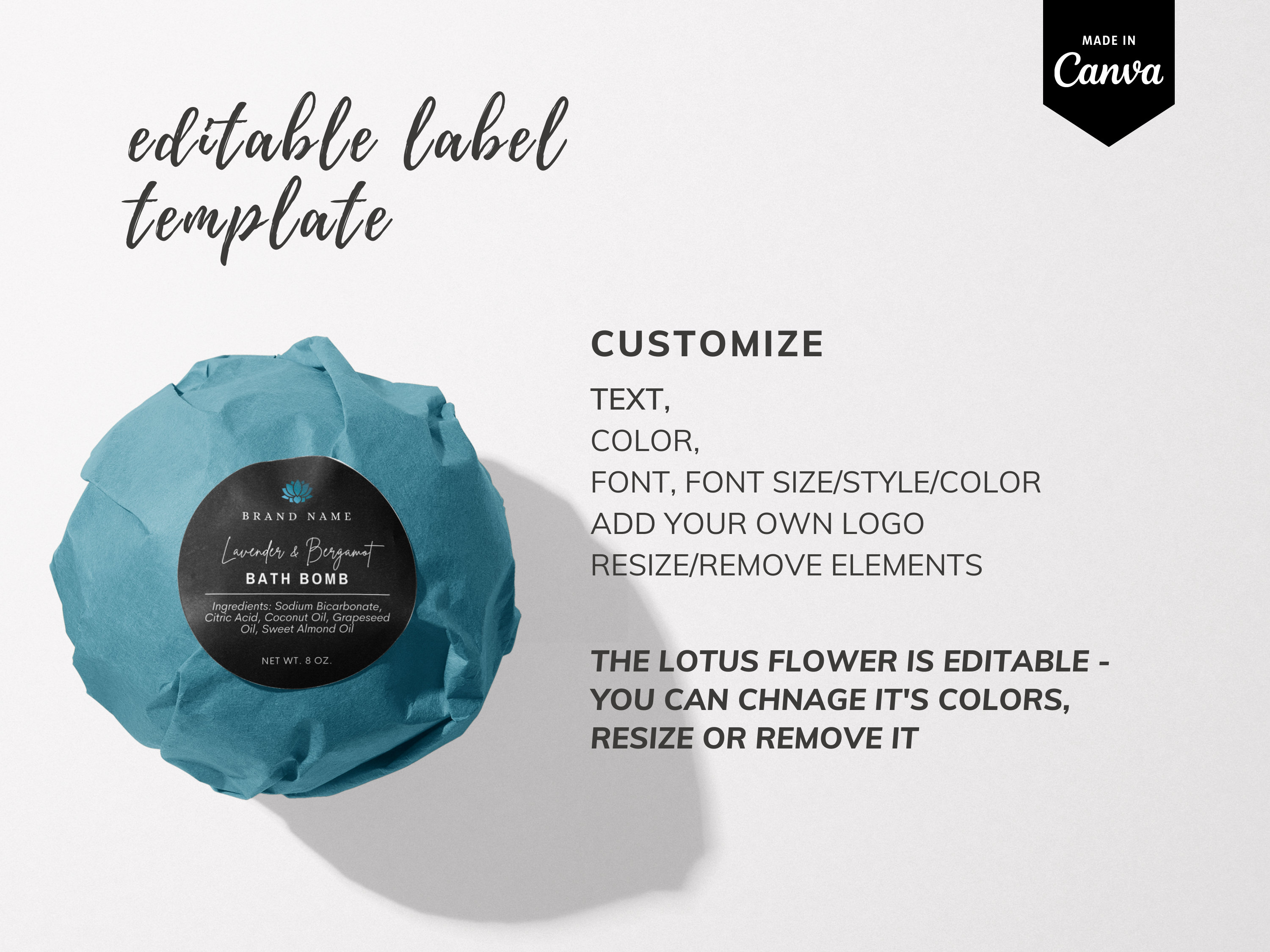 Bath Bomb Bands Label Template Editable Bath Bomb Wrapper - Etsy