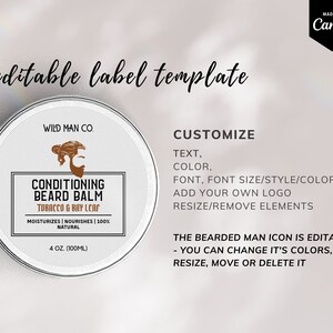 Beard Balm Label Template for Man, Label Design (CANVA, Editable) - Etsy