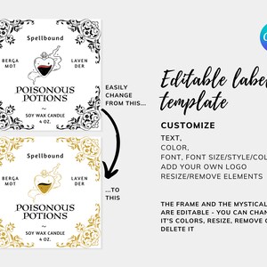 CELESTIAL Candle Label Template Canva, APOTHECARY Candle Labels ...