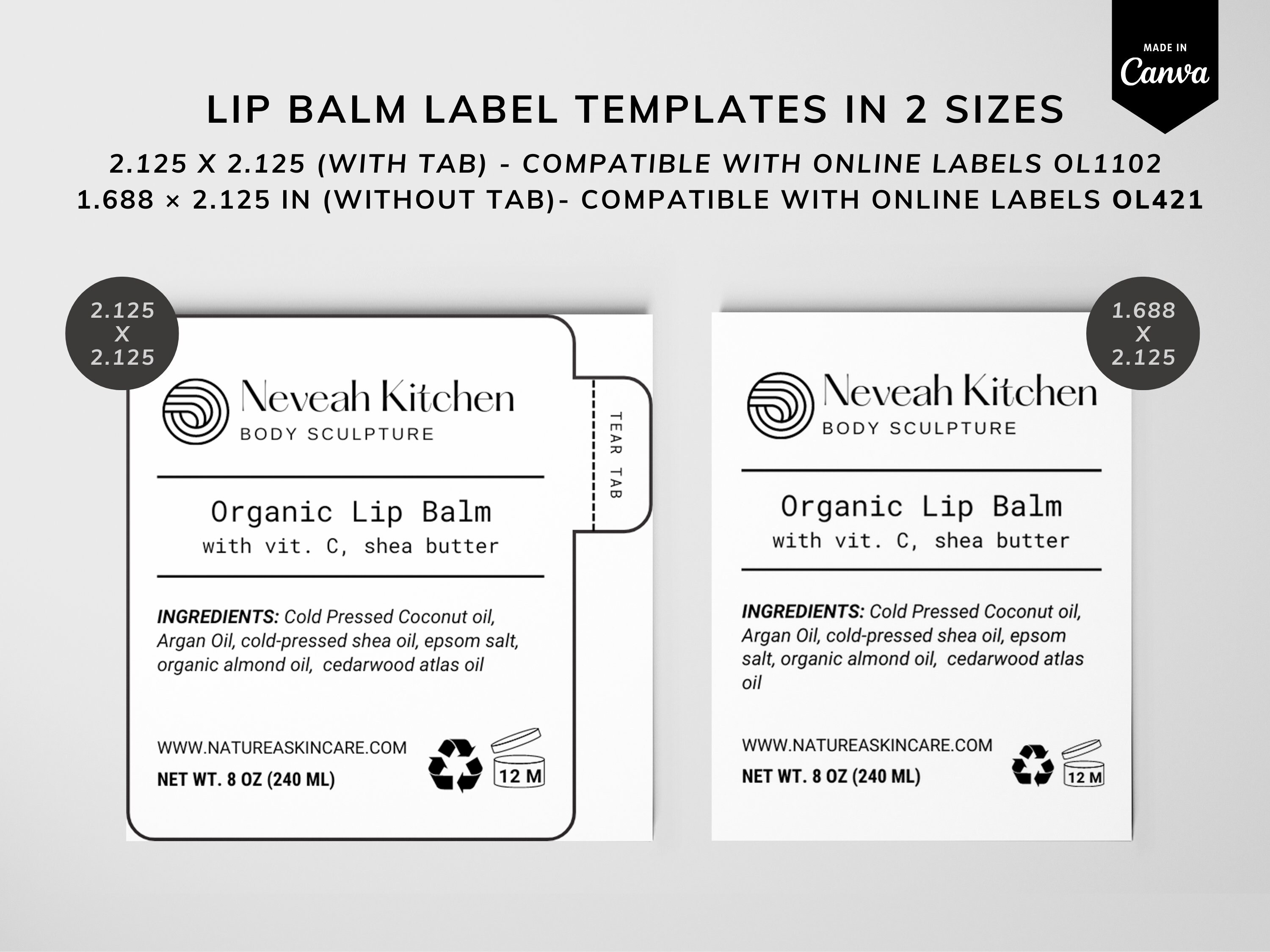 Lip Balm Label Template Canva DYI Lip Balm Sticker, Editable Product ...