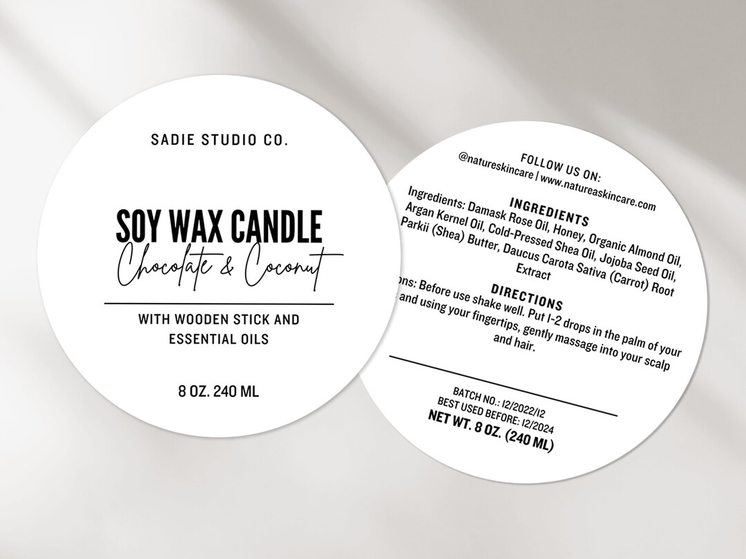 Editable Round Label Template, Circle Tin Jar Label, Lip Balm Label, 2 ...