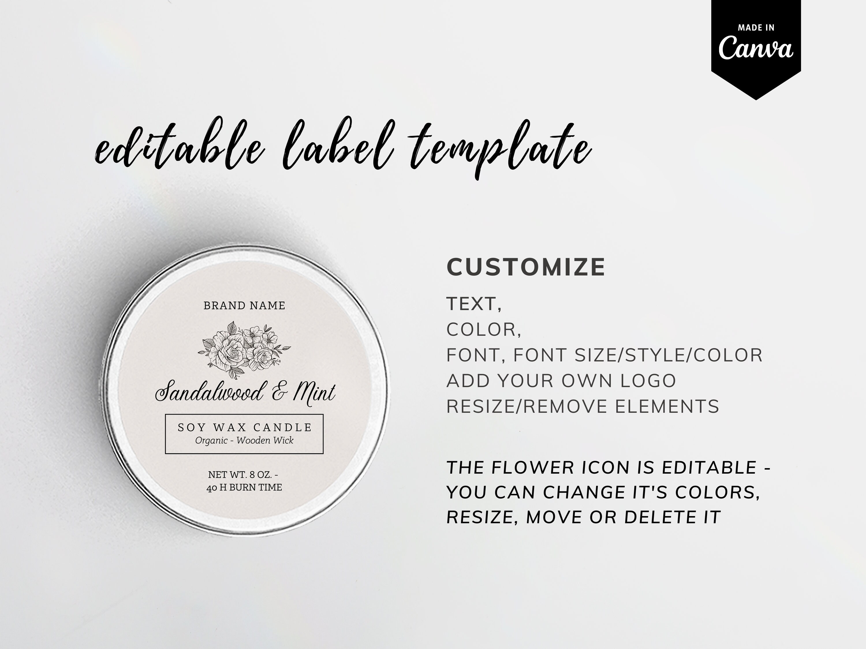 Editable Round Label Template Circle Lip Balm Label Tin Jar - Etsy