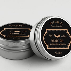 Beard Balm Label Template CANVA, Beard Jar Circle Label, Editable Beard ...