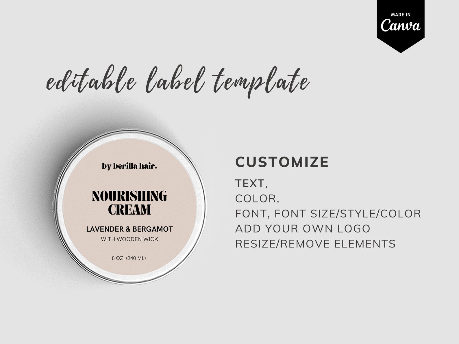 Editable Round Label Template, Circle Lid Jar Label, Lip Balm Label, 2 ...