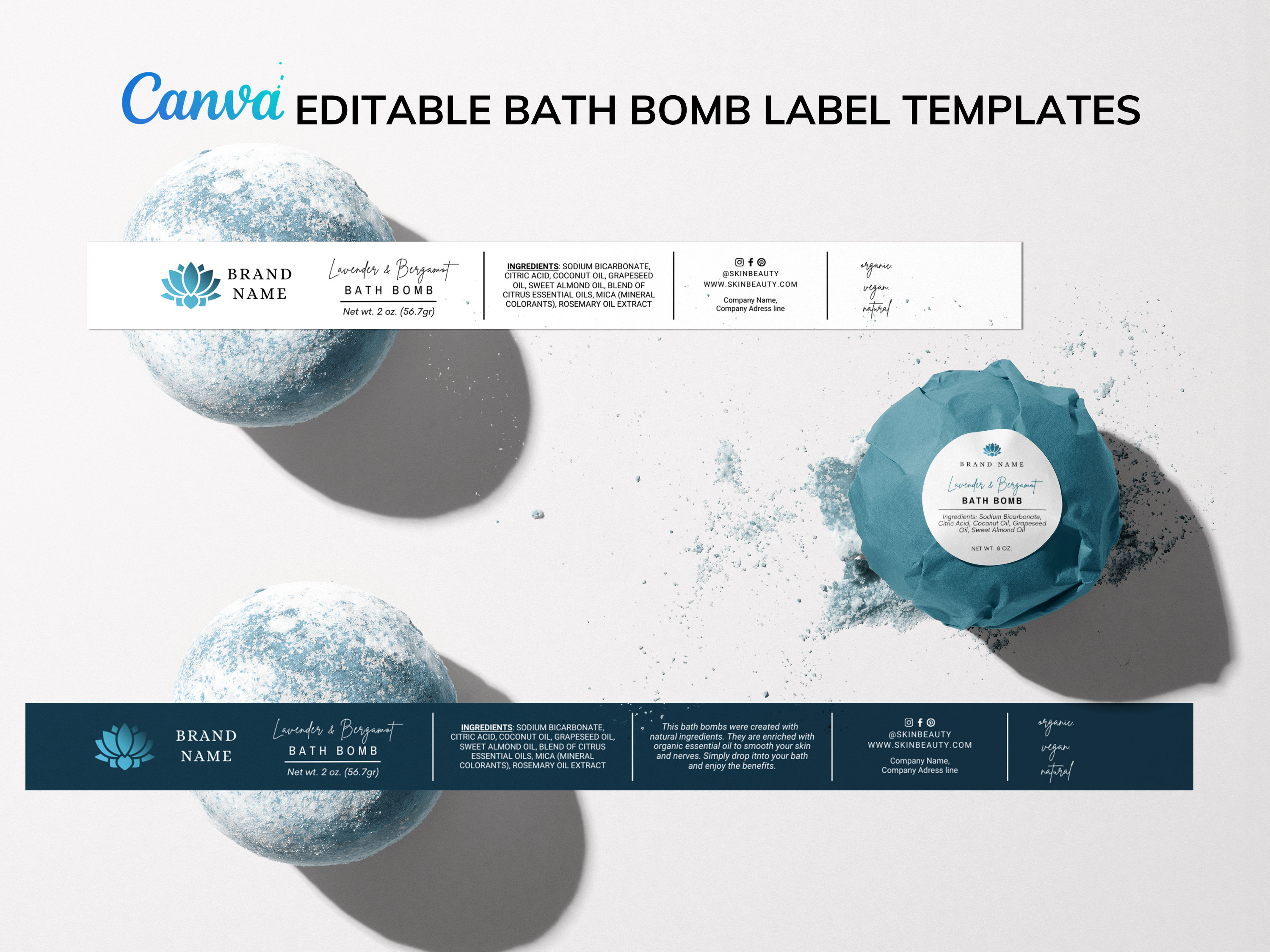 Bath Bomb Bands Label Template Editable Bath Bomb Wrapper - Etsy