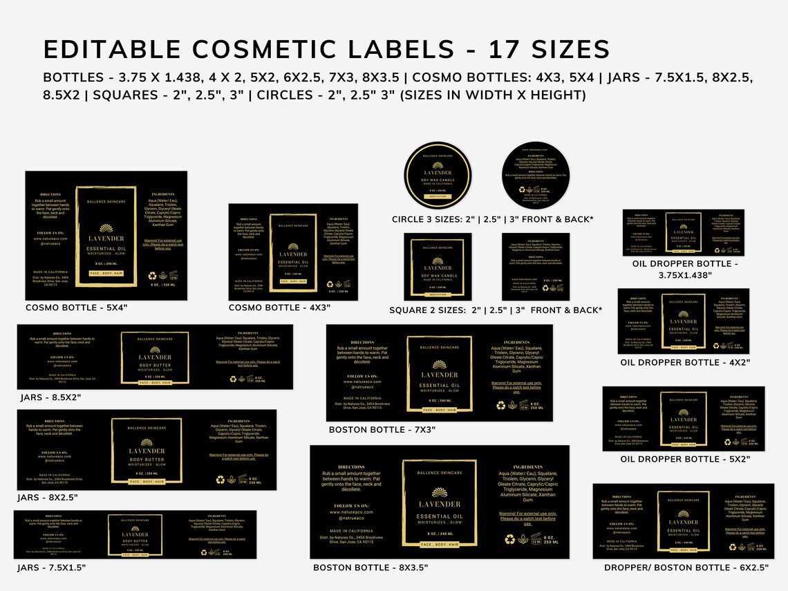 Editable Cosmetic Label Template Elegant Skincare Product - Etsy