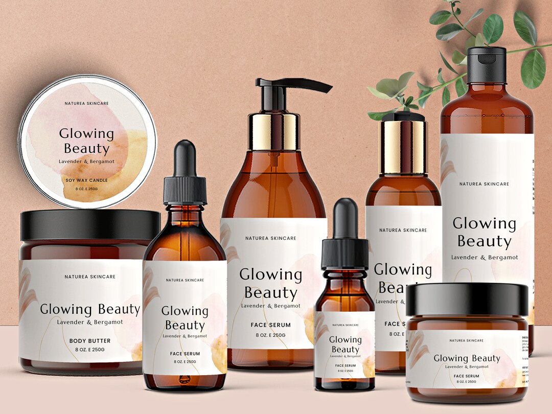 Printable Cosmetic Label Template Set, MINIMAL Canva Product Label ...