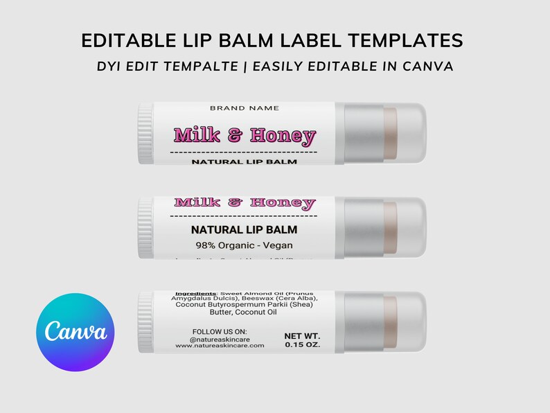 Lip Balm Label Template, Minimal Chapstick Label, 5 G Lip Balm Label ...