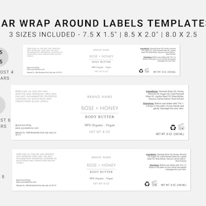 Minimal JAR Label TEMPLATE CANVA, Wrap Around Product Label & Circle ...
