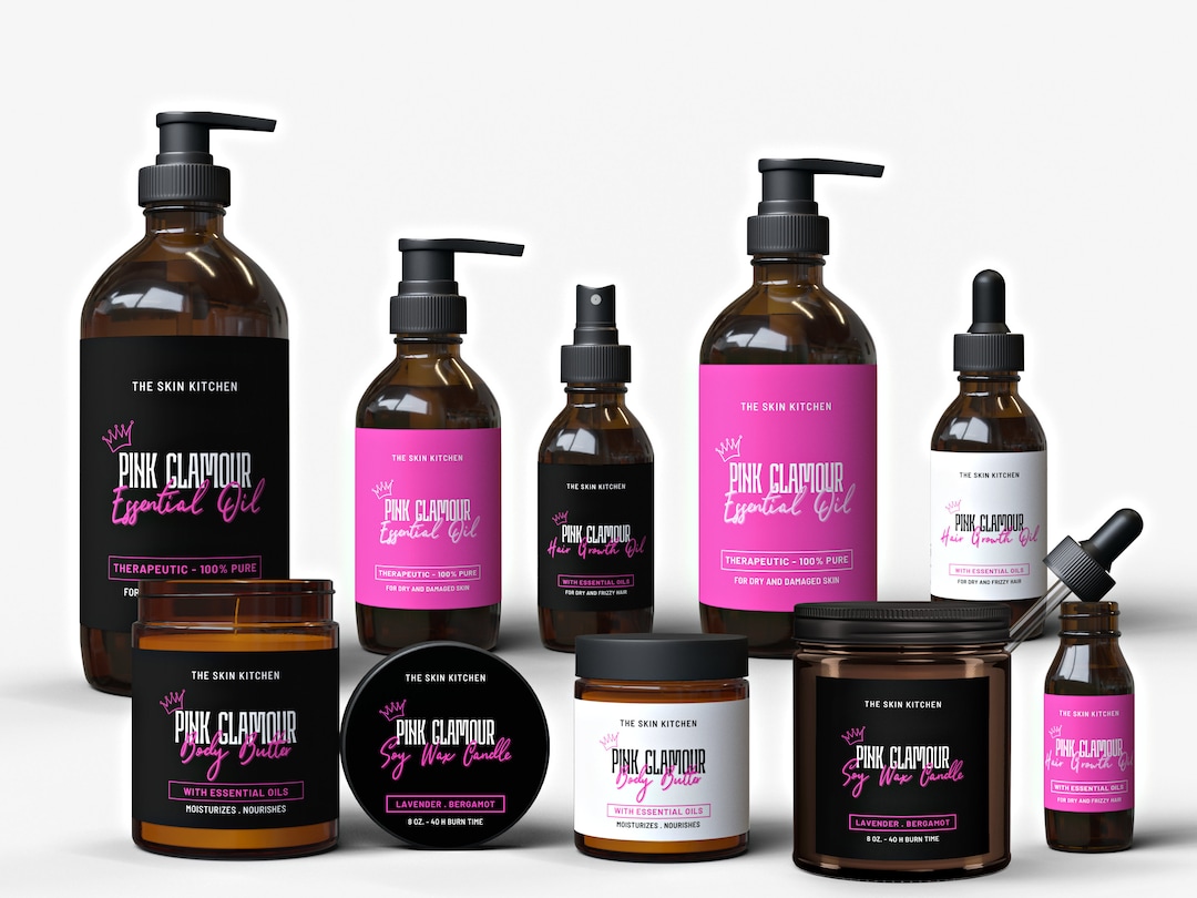 Pink Product Label Templates, Modern Hair Care Labels, Glamour Cosmetic ...