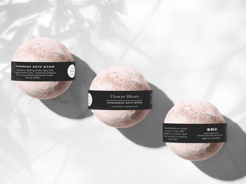 Editable Bath Bomb Label Template Canva, Belly Band Bath Bomb, Wrap ...