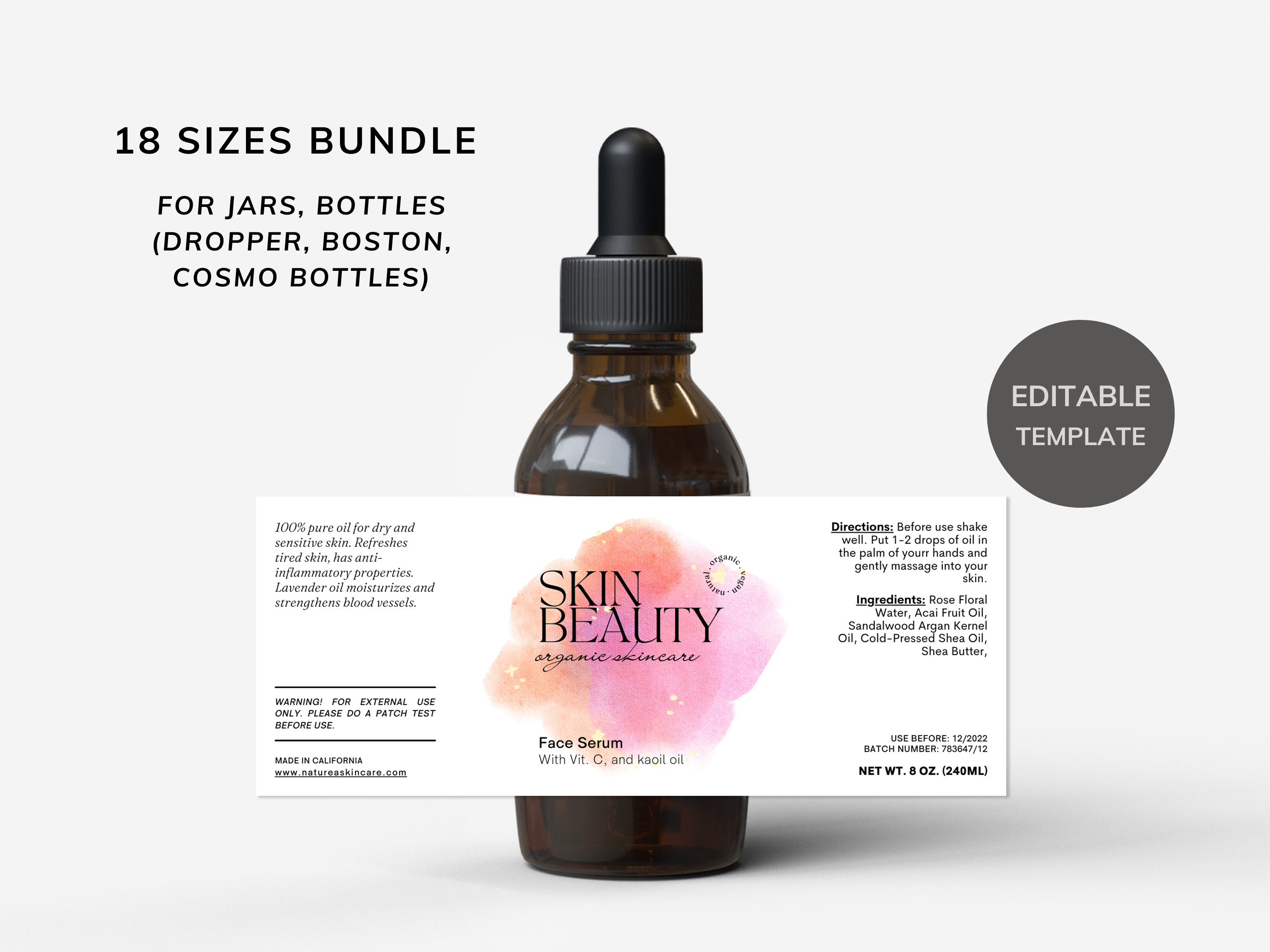 Editable Skincare Label Template Modern Cosmetic Labels - Etsy