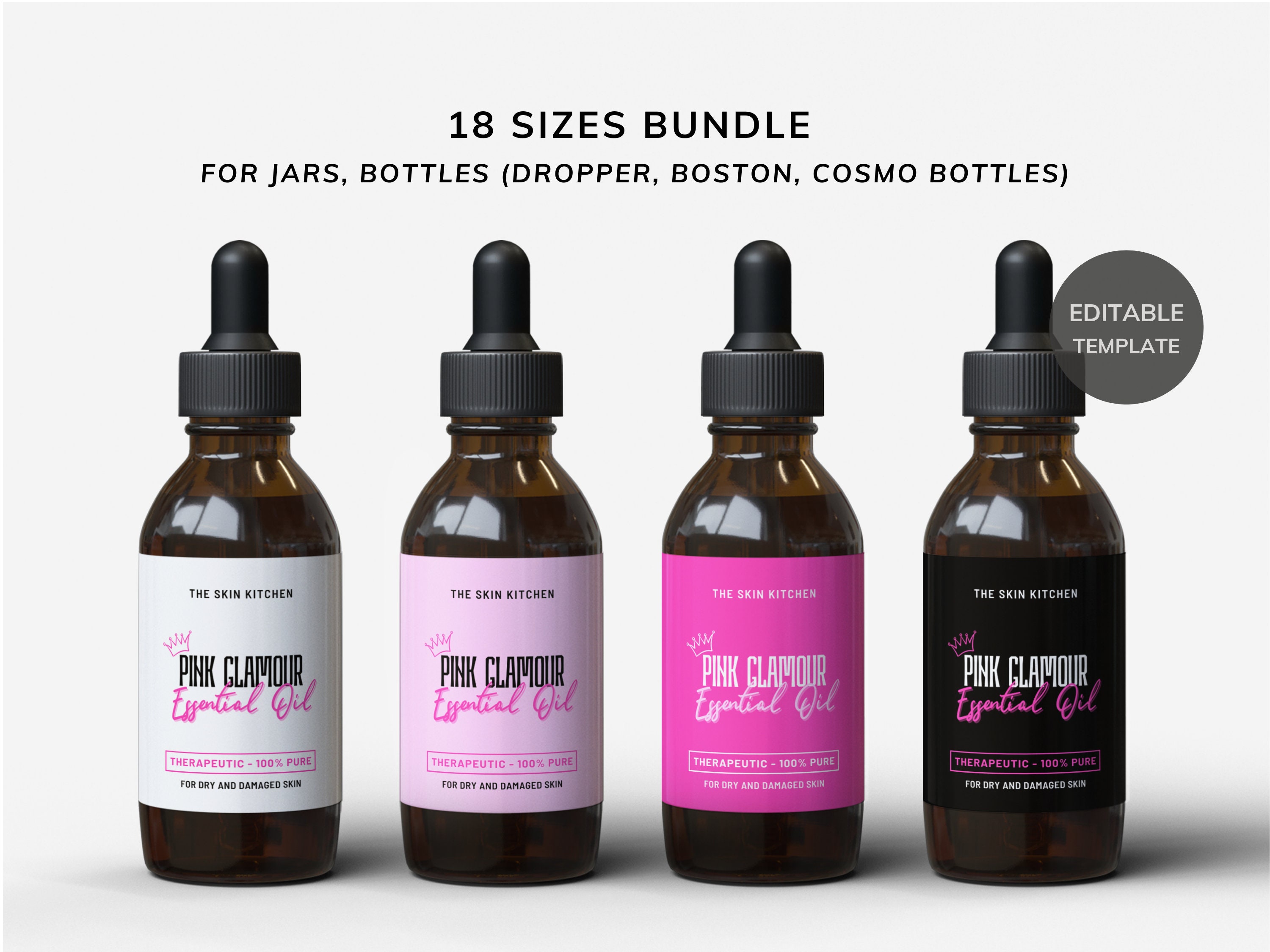 Pink Product Label Templates, Modern Hair Care Labels, Glamour Cosmetic ...