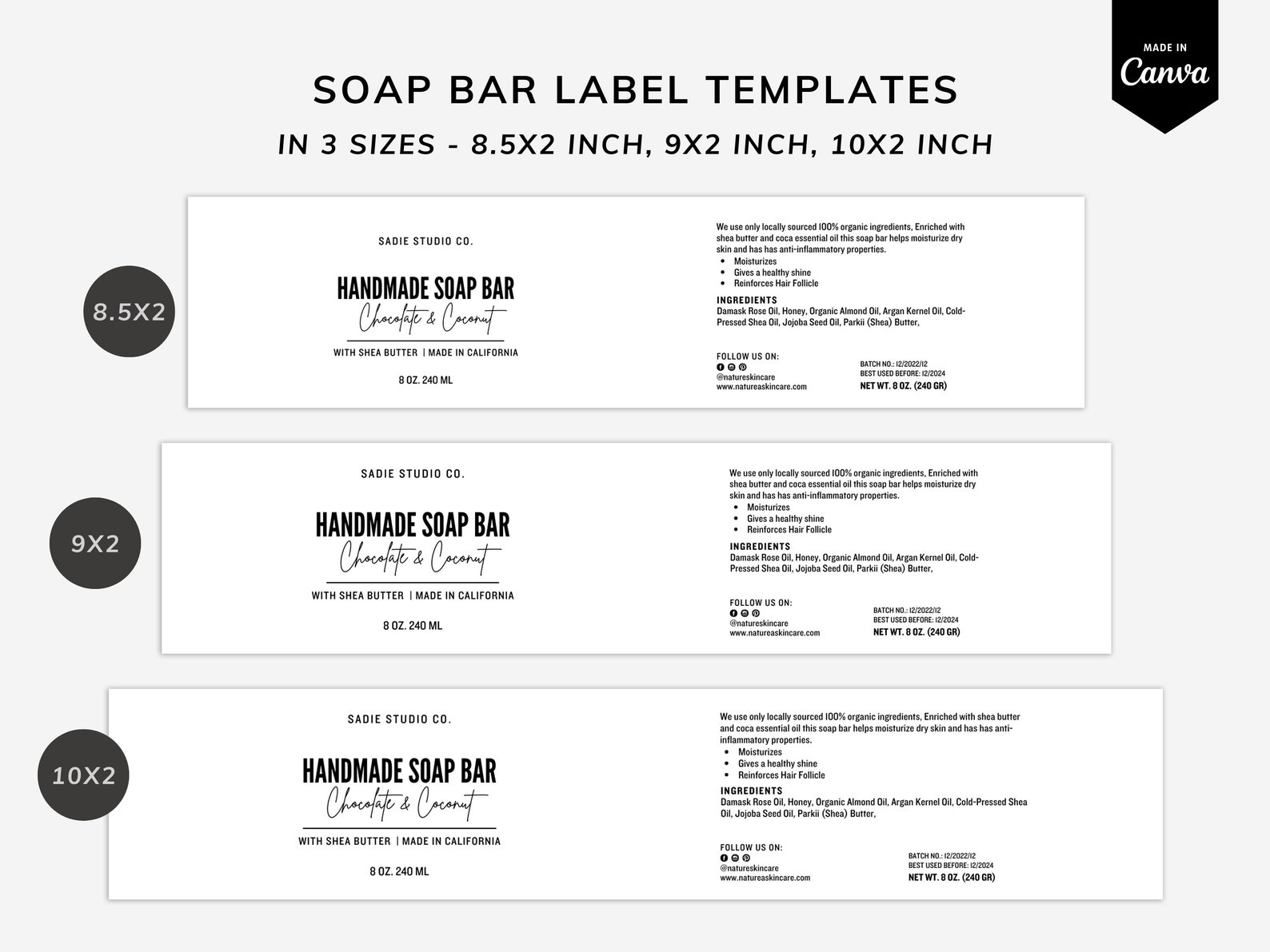 Soap Label Template CANVA Soap Wrap Around Label Editable - Etsy