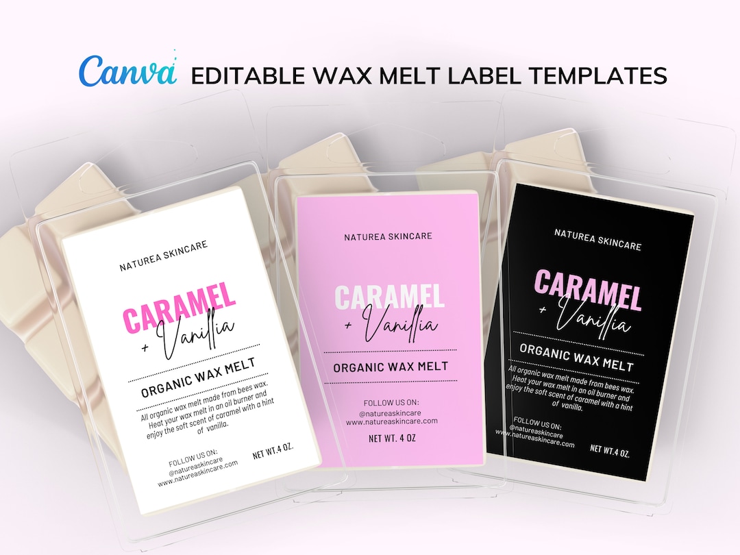 Wax Melt Label Template, Editable Wax Melt Tart DYI, Modern Wax Melt ...