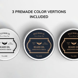 Beard Balm Label Template CANVA, Beard Jar Circle Label, Editable Beard ...