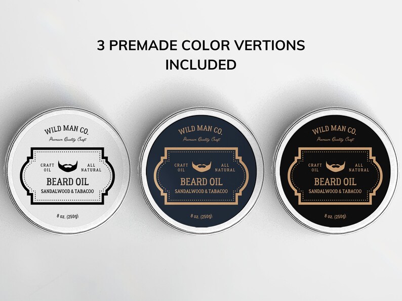 Beard Balm Label Template CANVA, Beard Jar Circle Label, Editable Beard ...