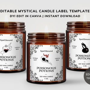 CELESTIAL Candle Label Template Canva, APOTHECARY Candle Labels ...