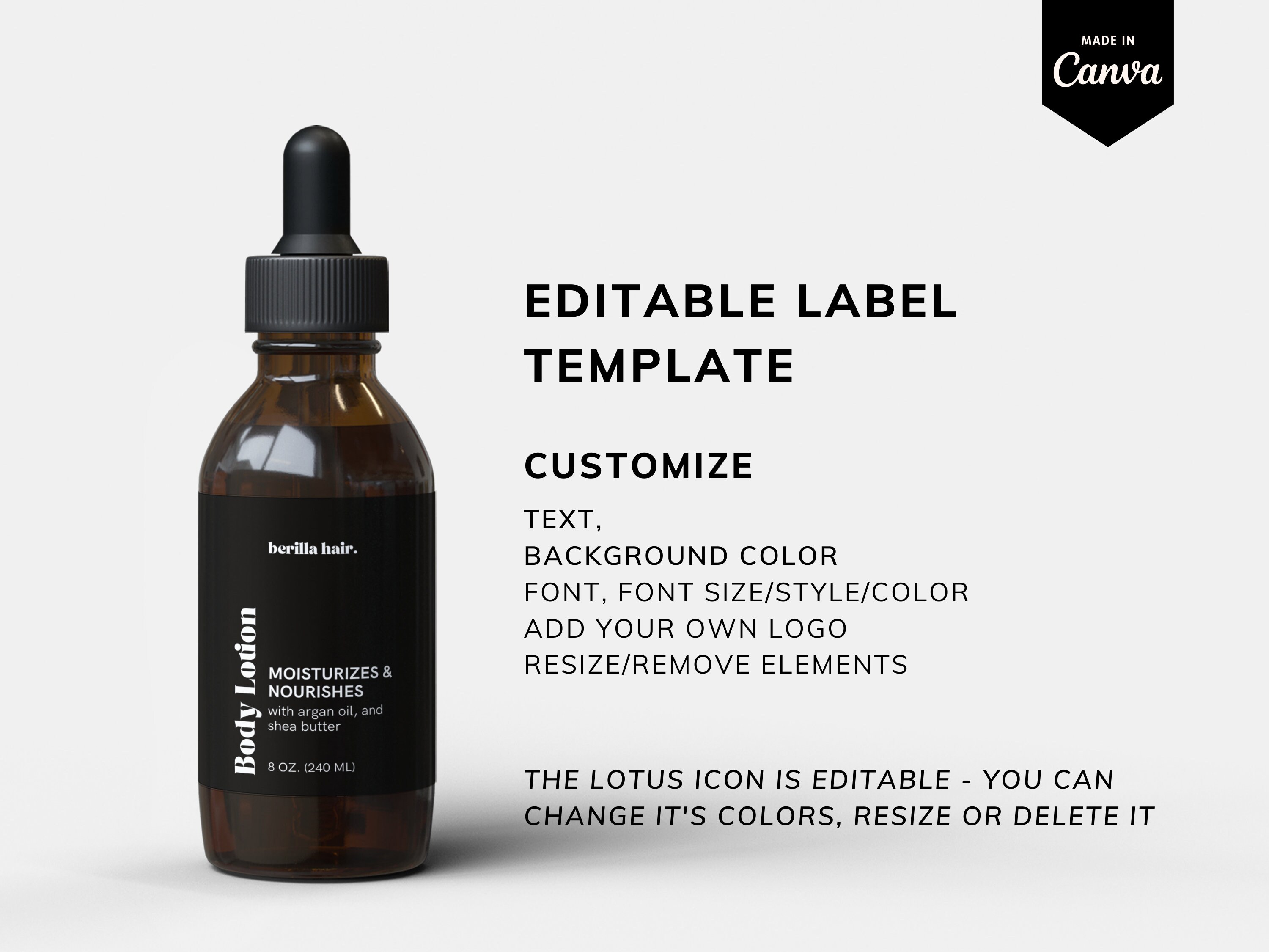 Editable Product Labels Template CANVA, Modern Cosmetic Label, Clean ...