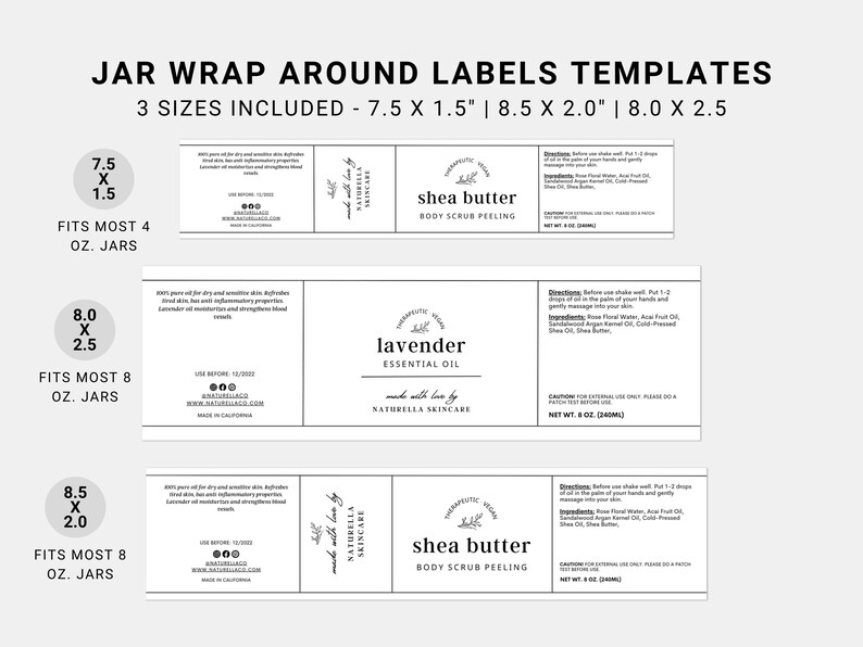 JAR Label TEMPLATE CANVA Wrap Around Product Label Jar Lid - Etsy