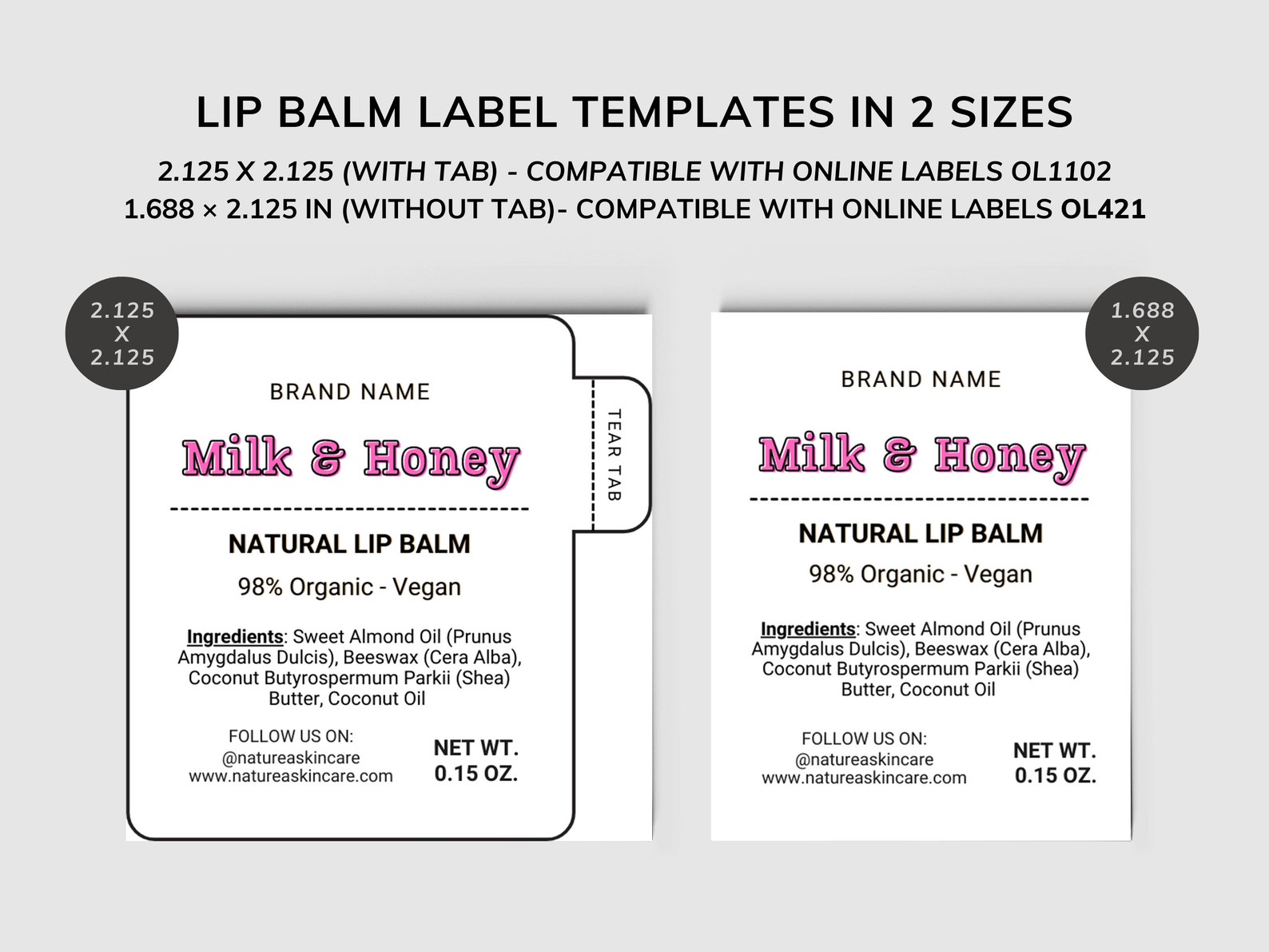 Lip Balm Label Template, Minimal Chapstick Label, 5 G Lip Balm Label ...