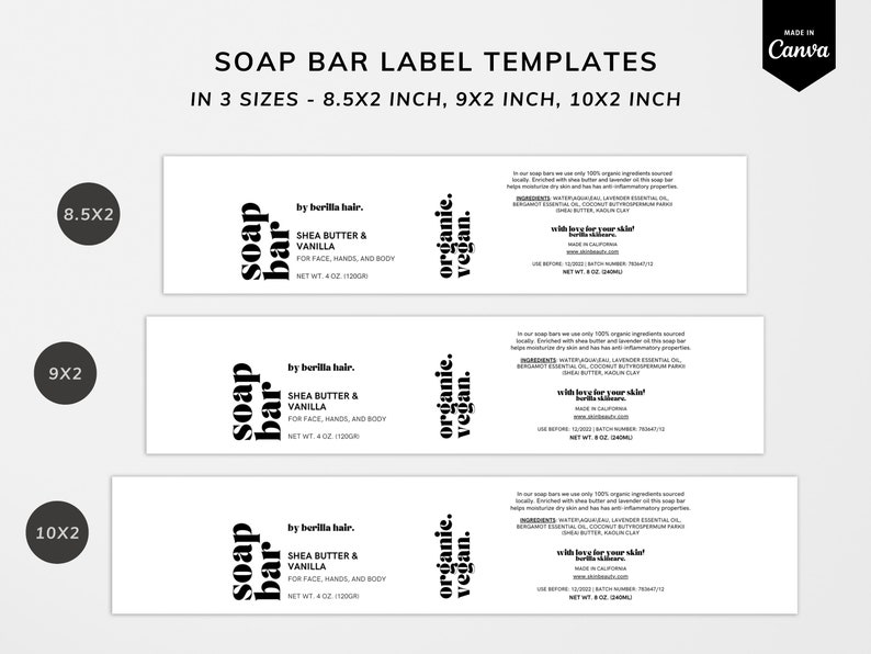 Soap Label Template CANVA Soap Wrap Around Label Editable - Etsy
