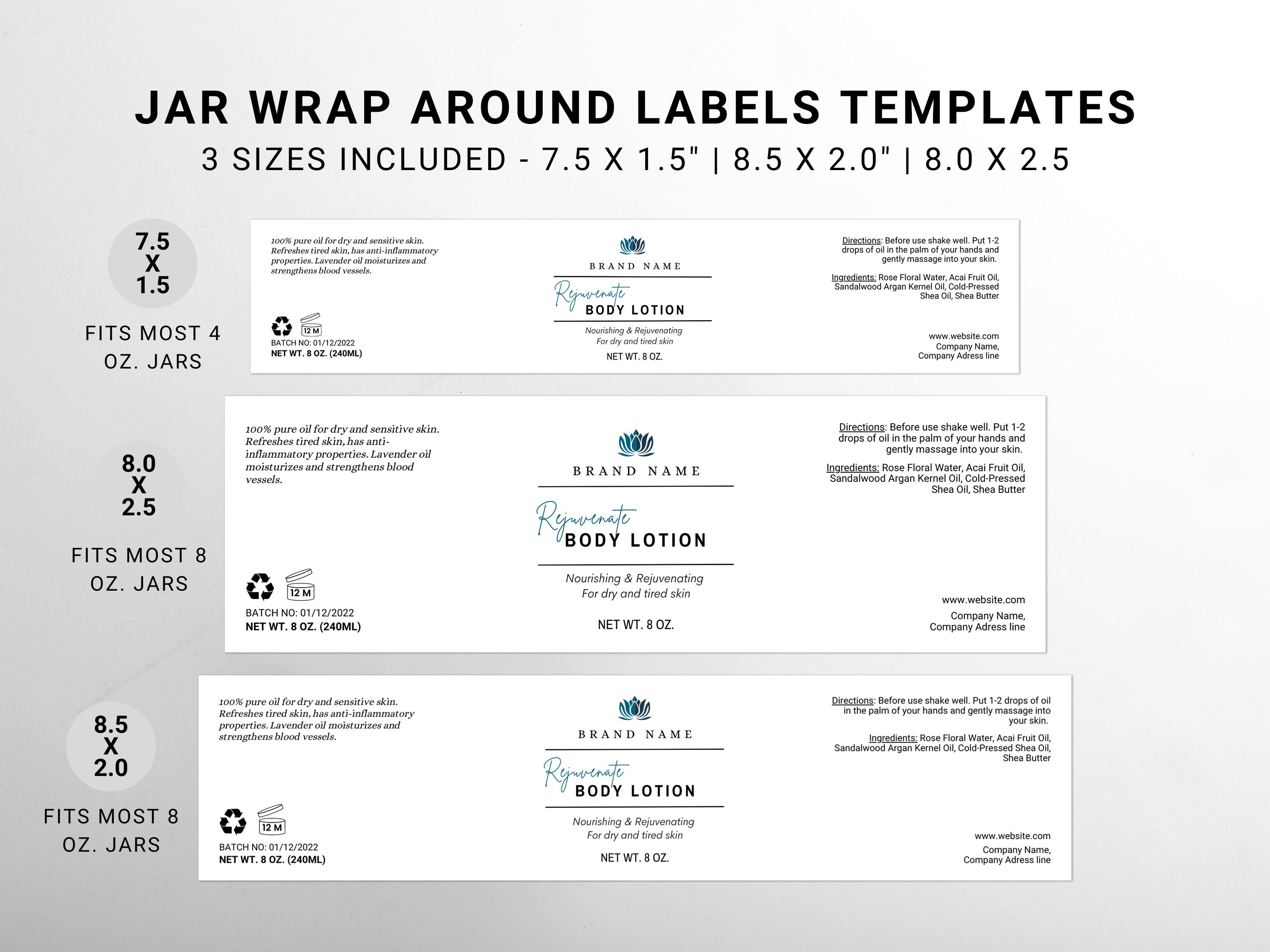 JAR Label TEMPLATE CANVA 4 Oz Jar Label 8 Oz Jar Label - Etsy