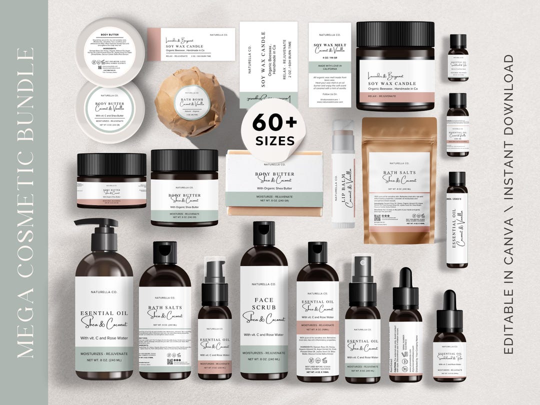 Cosmetic Label Templates Canva Bundle: Modern Beauty Branding (digital ...