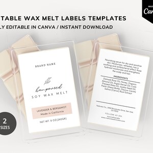 Wax Melt Label Template, Editable Wax Melt Tart DYI, Modern Wax Melt ...
