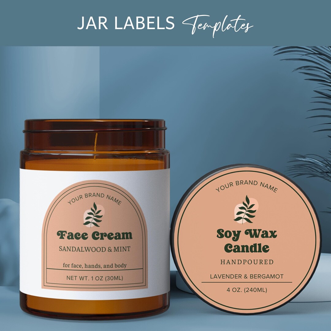 Retro JAR Label TEMPLATE CANVA, Boho Label Design, 4 Oz Jar Label, 8 Oz ...