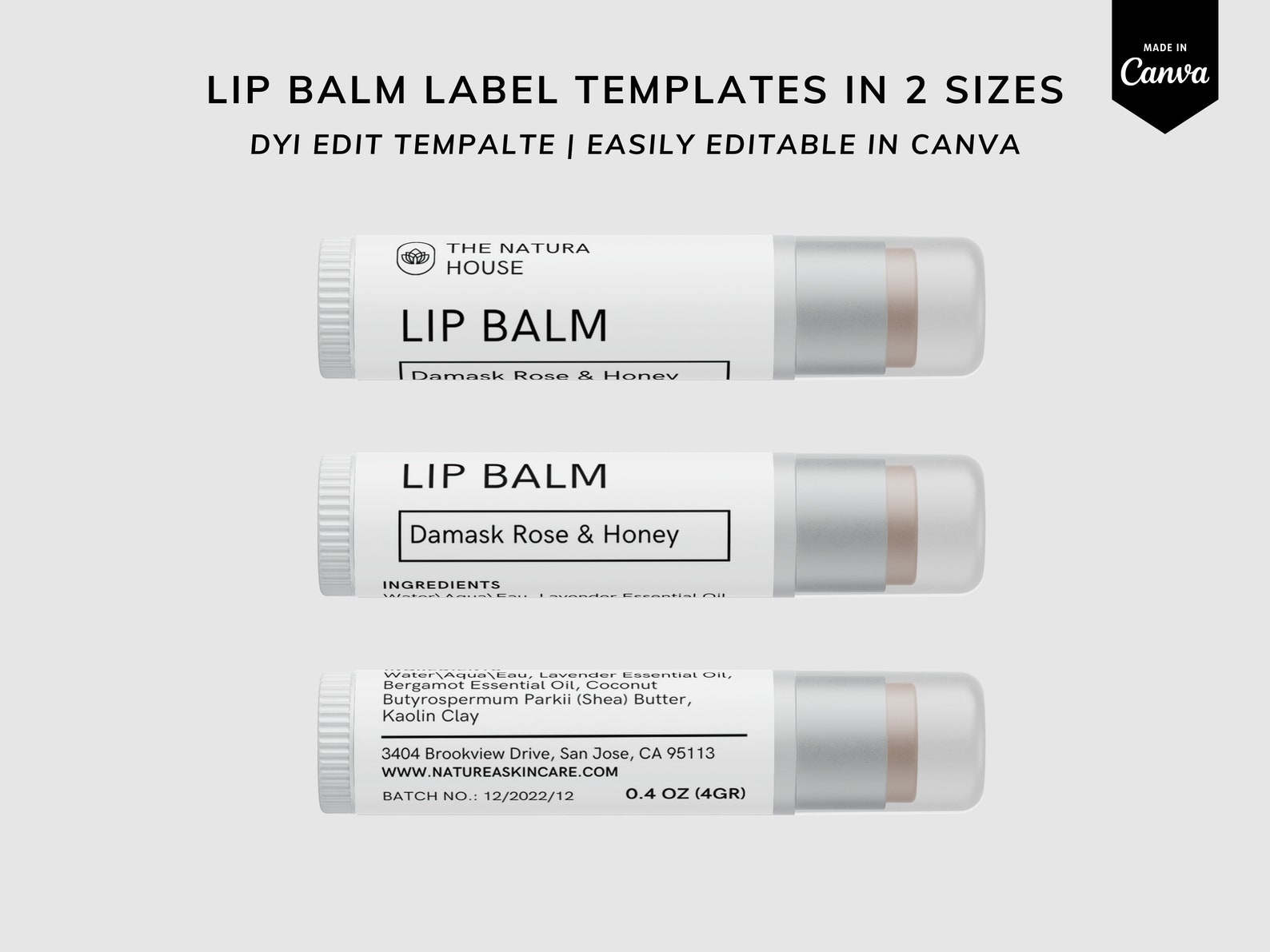 Lip Balm Label Template Canva Chapstick Tube Label, Editable Lip Balm ...