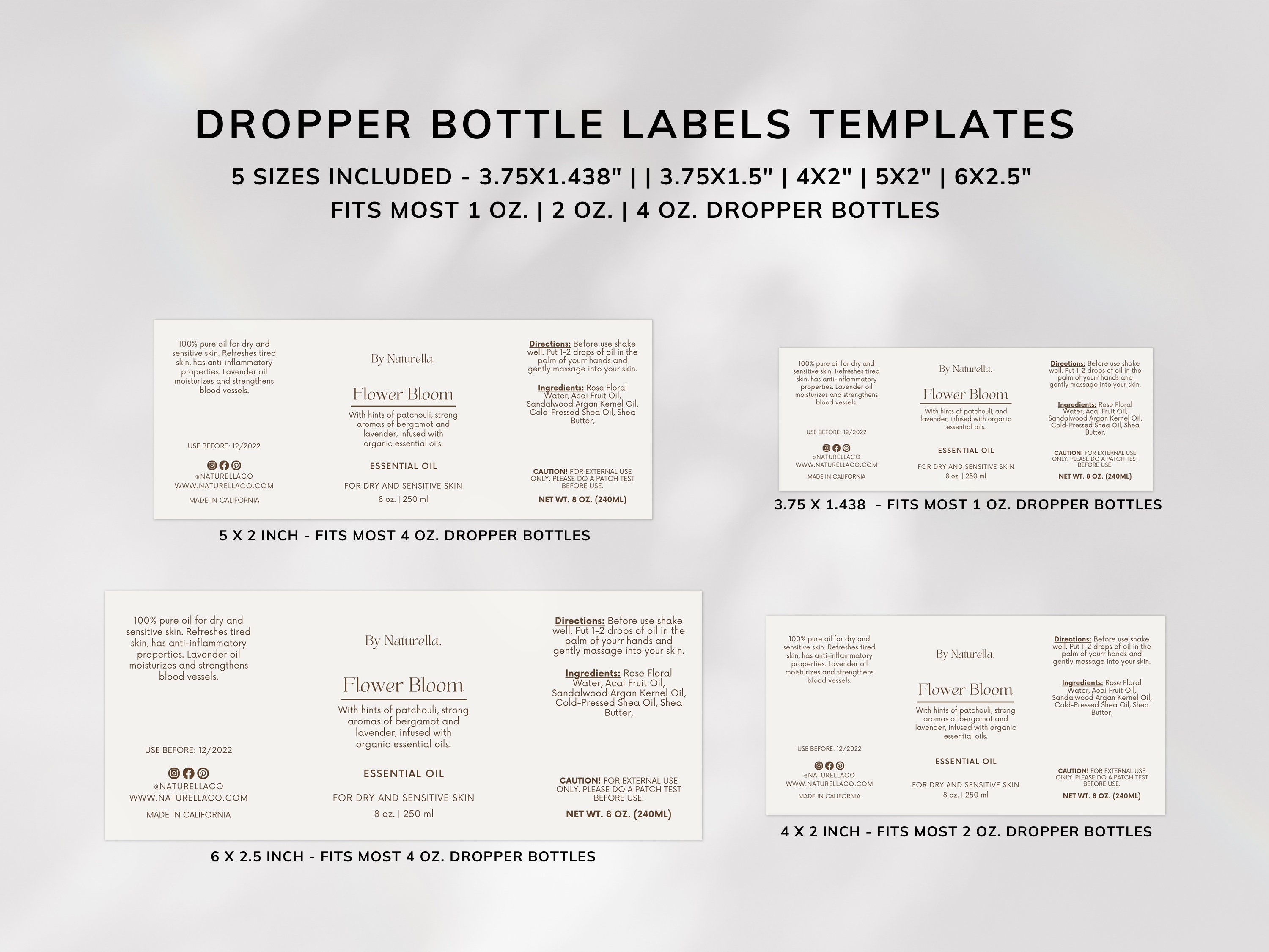Essential Oil Label Template Canva, Tincture Label, Wrap Around Dropper ...