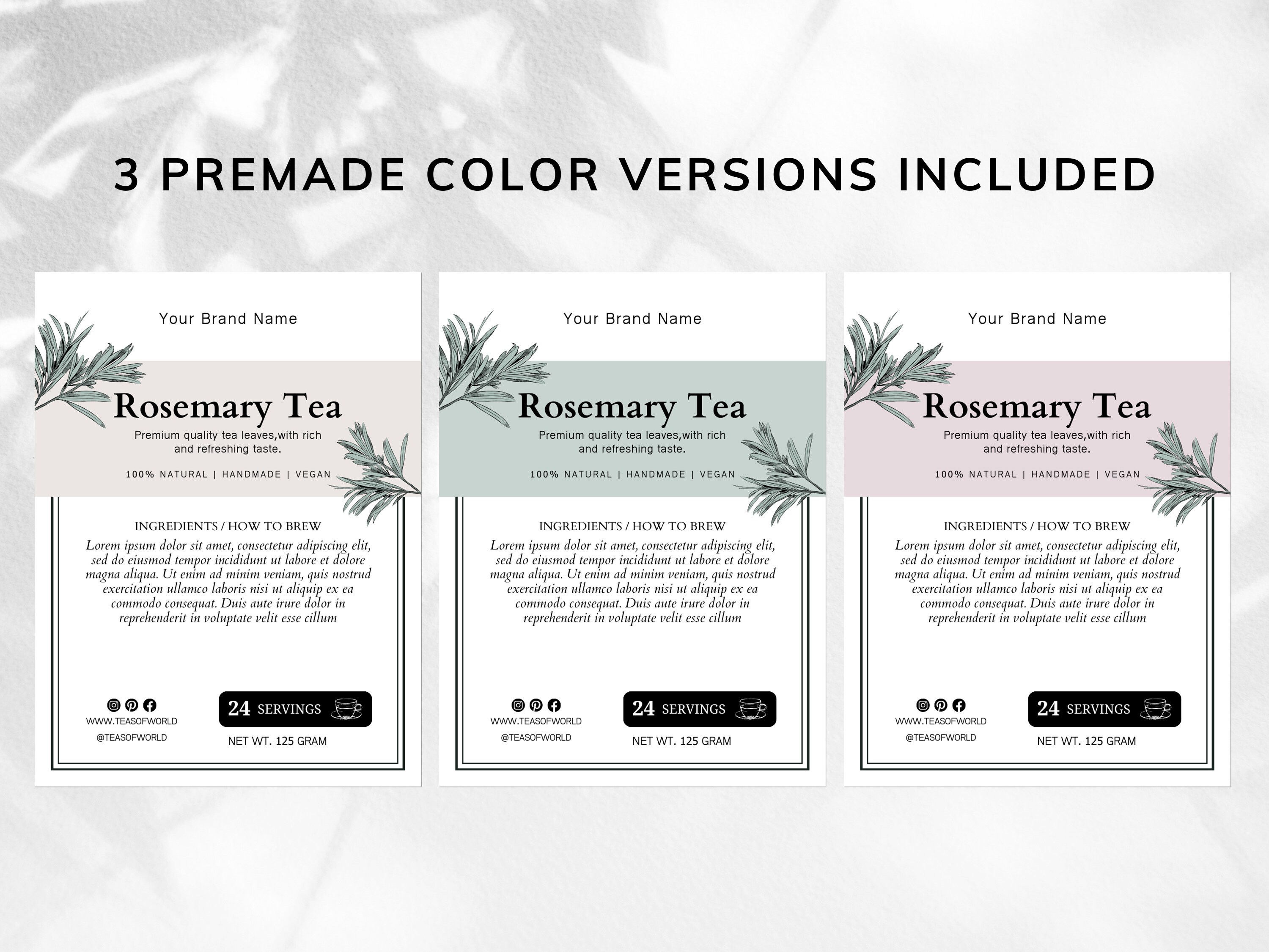 Editable Tea Pouch Label Tea Packaging Labels Pouch Label - Etsy